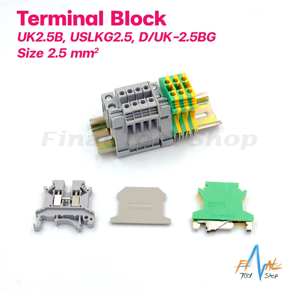(ราคาต่อ 1 ตัว) Terminal Block UK2.5B, USLKG2.5, D/UG-2.5BG, 2.5 sq.mm ...