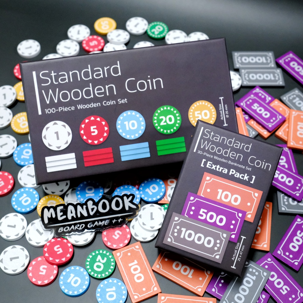 Standard Wooden Coin 2nd Edition + Extra Pack เหรียญไม้สำหรับบอร์ดเกม ...