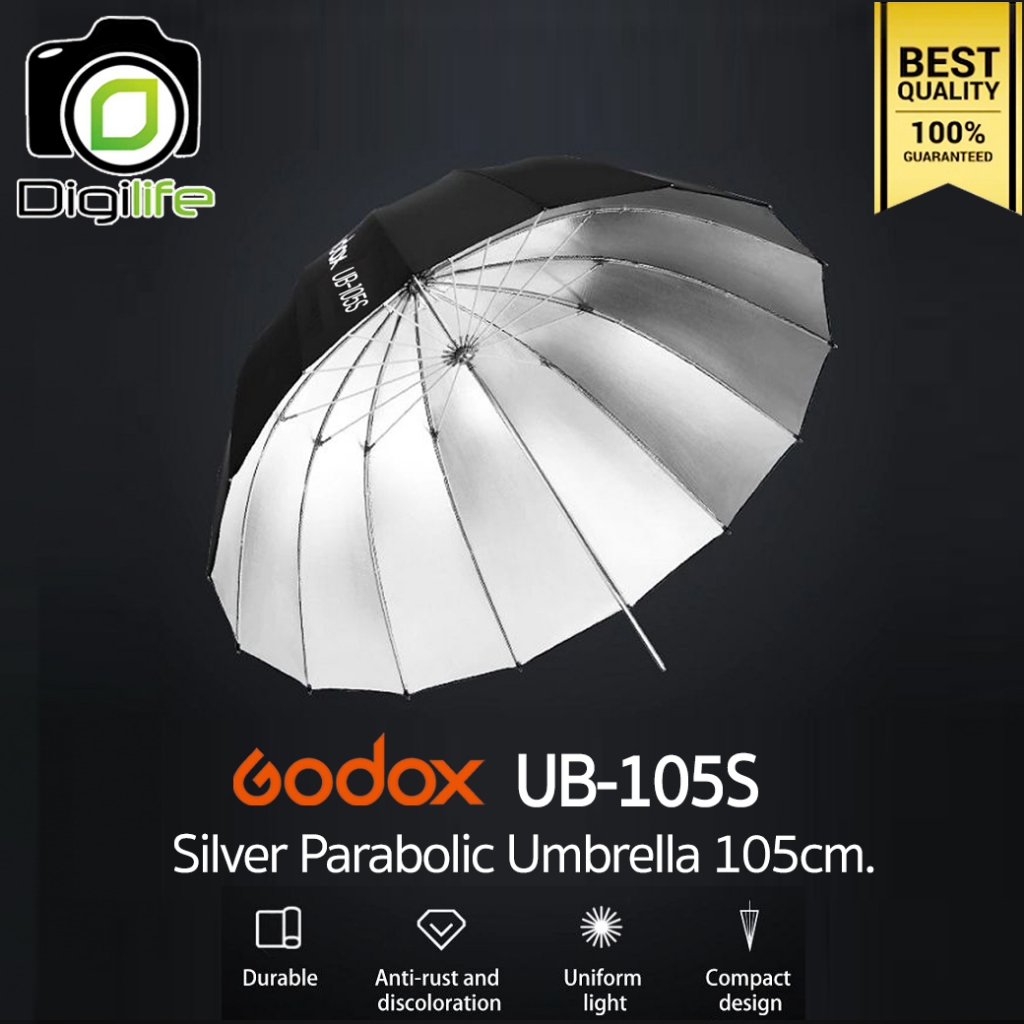 Godox Umbrella UB-105S Silver Parabolic Umbrella 105 cm. ร่มสะท้อนสีเงิน พาลาโบลิค 105 ซม. ...
