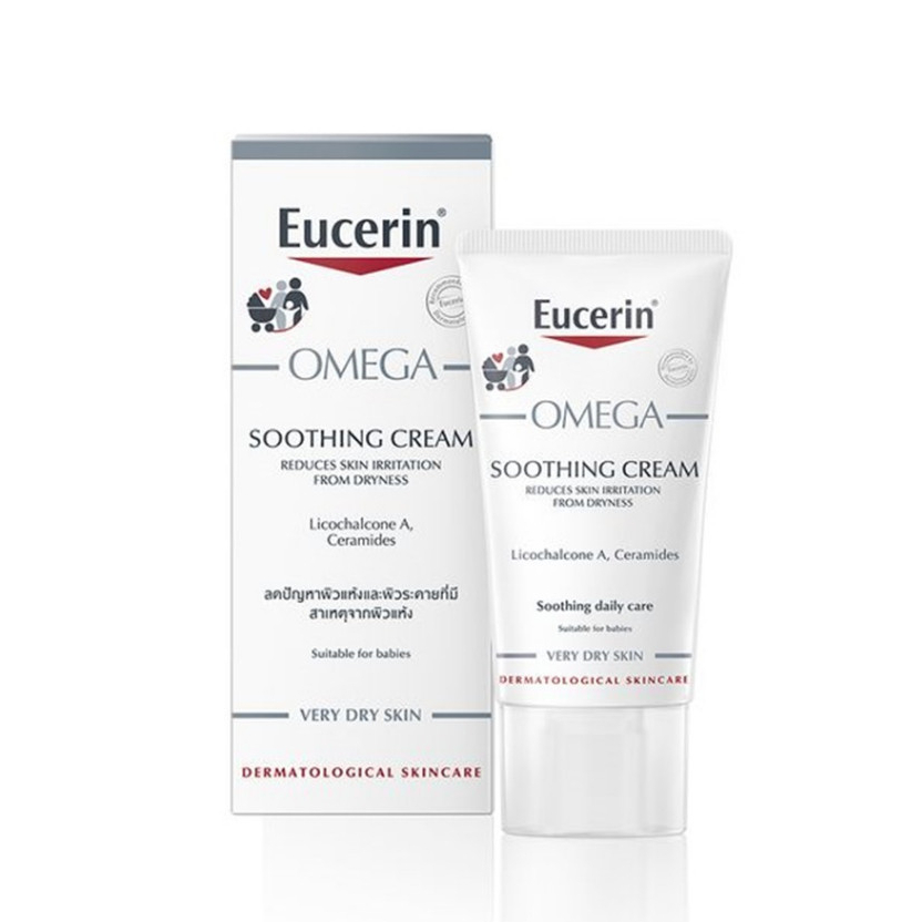 EUCERIN Omega Soothing Cream ซูททิ่ง เฟส ครีม 12% โอเมก้า 50ml ...