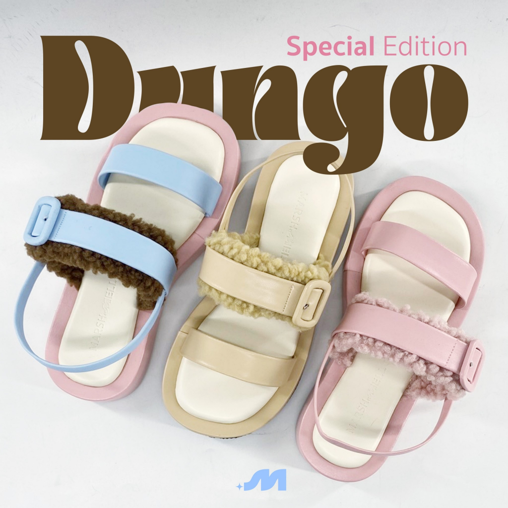 DUNGO NEW COLOR - MARSHMELLOW รองเท้ารัดส้น เสริมส้น 1.5 นิ้ว ขนนิ่ม ...