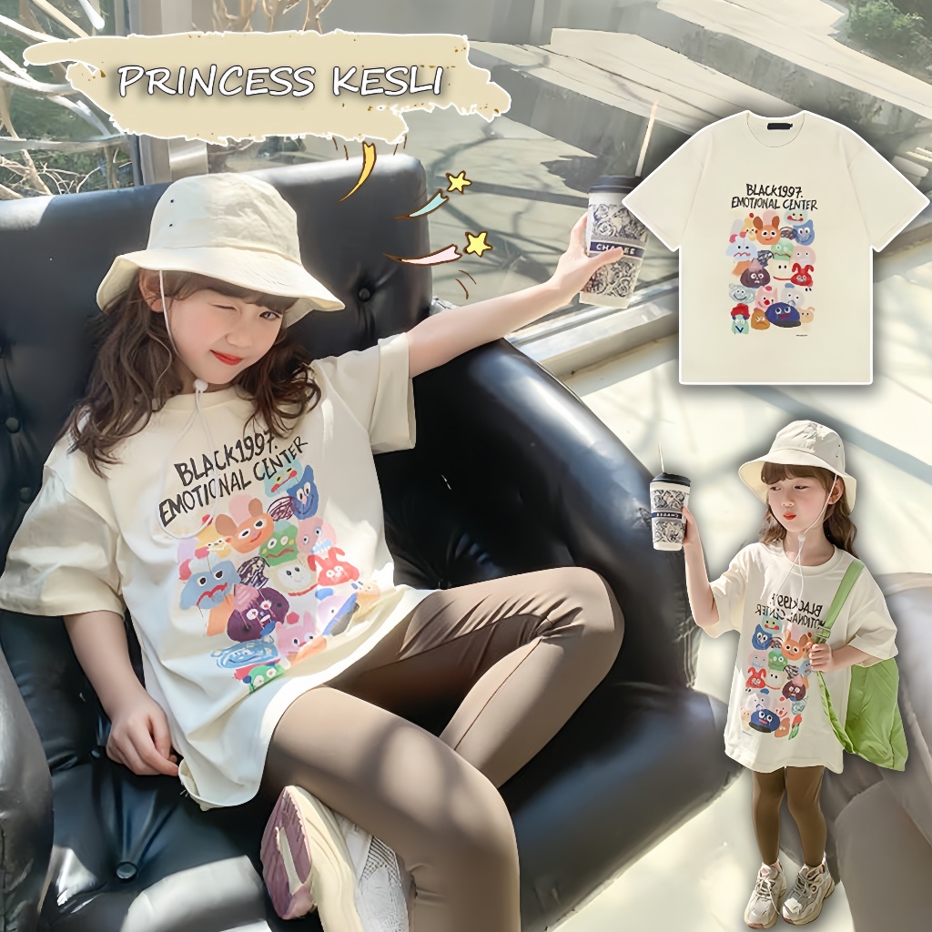 PRINCESS KESLI เสื้อยืด พิมพ์ลายการ์ตูน น่ารัก สําหรับเด็กผู้หญิง 1-11 ...
