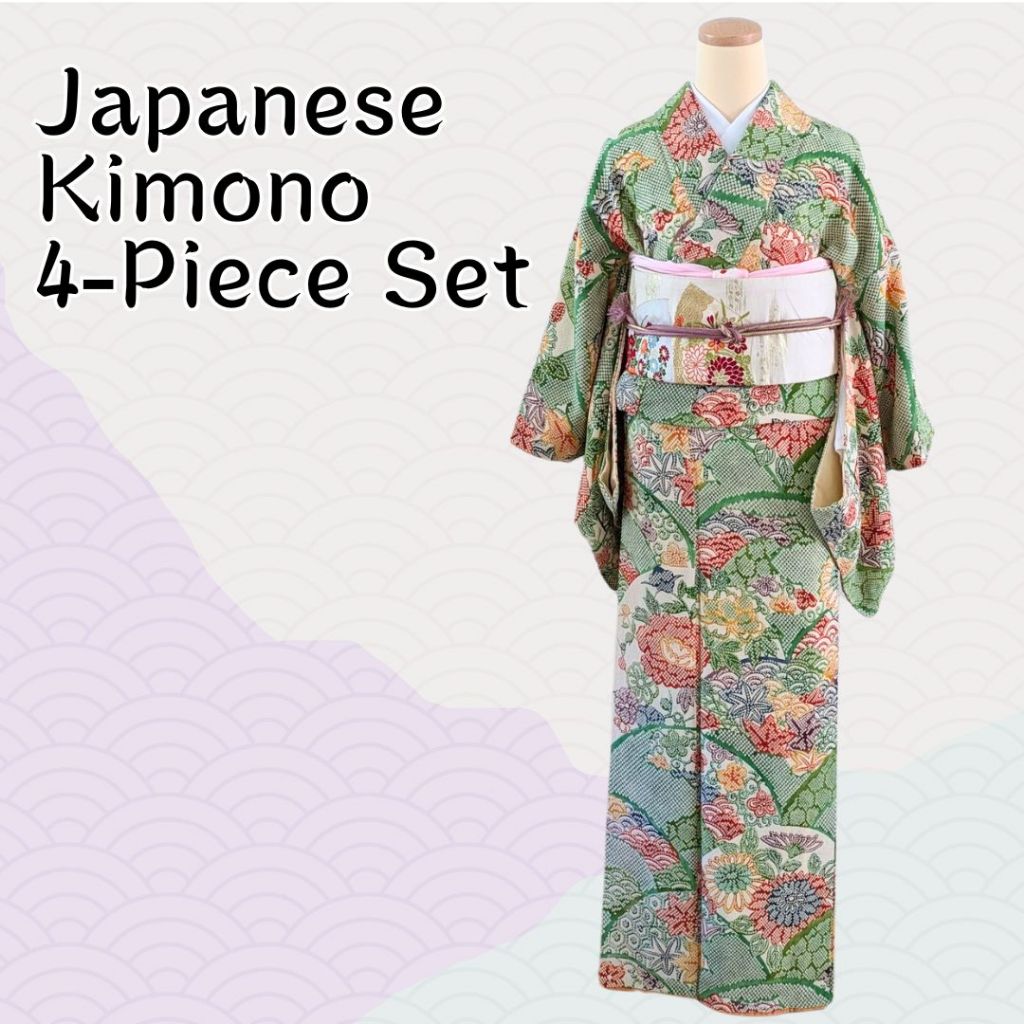 【Derect from Japan】 Kimono 4-Piece Set Kimono, obi, obiage, obijime ...