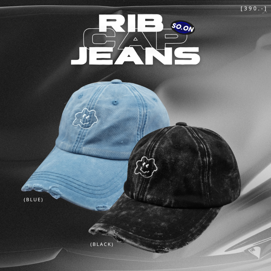 Soon Cap หมวกยีนส์ฟอก ปักรูปน้องฝุ่น รุ่น Rib jeans (ใส่โค้ด MTHWJUX ลด ...