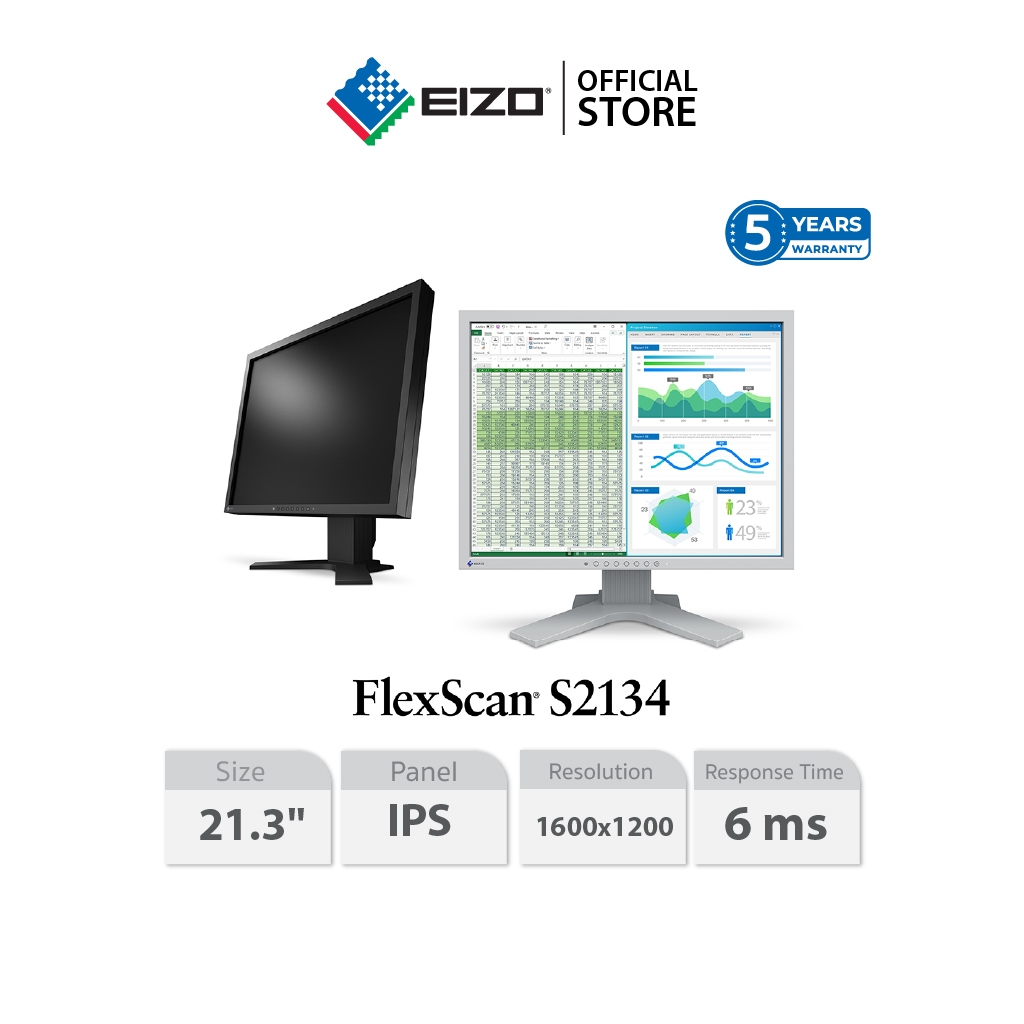 EIZO FlexScan-Square S2134 Monitor | 21.3" | IPS | 6ms (จอมอนิเตอร์) | Shopee Thailand