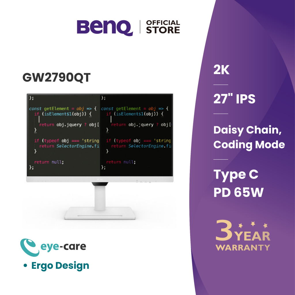 BenQ GW2790QT IPS 27นิ้ว 2K QHD Eye Care Monitor USB-C ปรับระดับความสูง ...