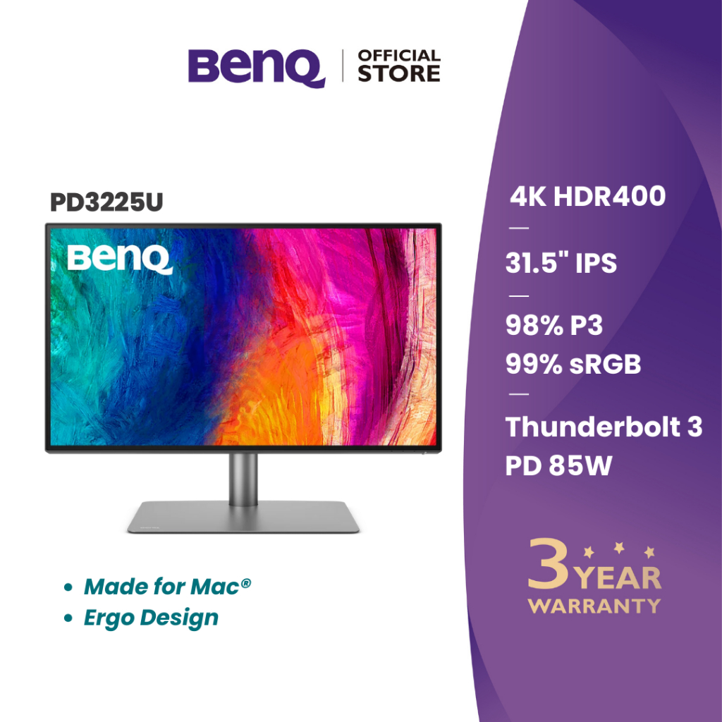BenQ PD3225U 32นิ้ว 4K 98% P3 Thunderbolt 3 Mac-Ready Designer Monitor ...