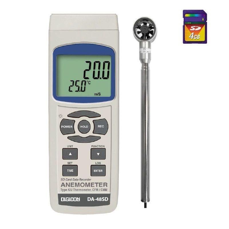DIGICON เครื่องวัดความเร็วลมแบบใบพัดขนาดเล็ก DA-48SD Mini Vane ...