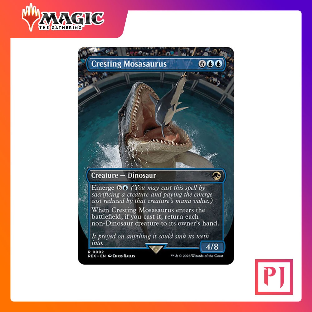 [MTG] Cresting Mosasaurus (Borderless) [REX] [BLUE] [RARE] [NORMAL ...