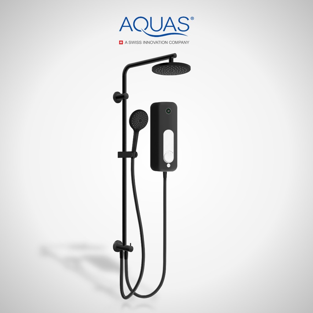 เครื่องทำน้ำอุ่น ชุดเรนชาวเวอร์ สีดำ AQUAS SPA Digital Heater 4.5 kW. Rain Shower Column Matt ...