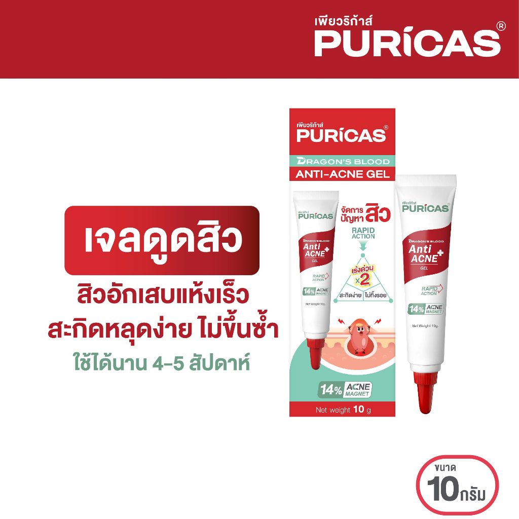 Puricas Anti-Acne Gel 10 กรัม เจลแต้มสิว | Shopee Thailand