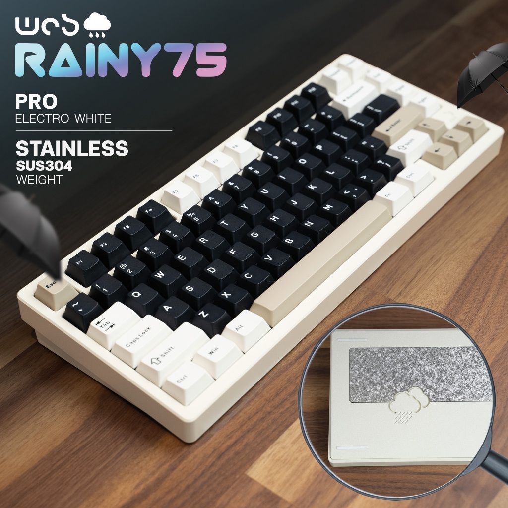 คีย์บอร์ด Wobkey Rainy 75 Aluminium 75% เคสอลูมิเนียม 2.4GHz Bluetooth ...