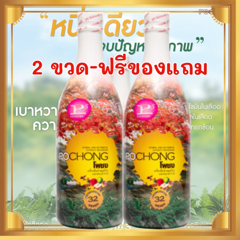 โพชง พลัส (2 ขวดใหญ่ ฟรีของแถม) โพชงพลัส Pochong PLUS เครื่องดื่มบำรุง ...