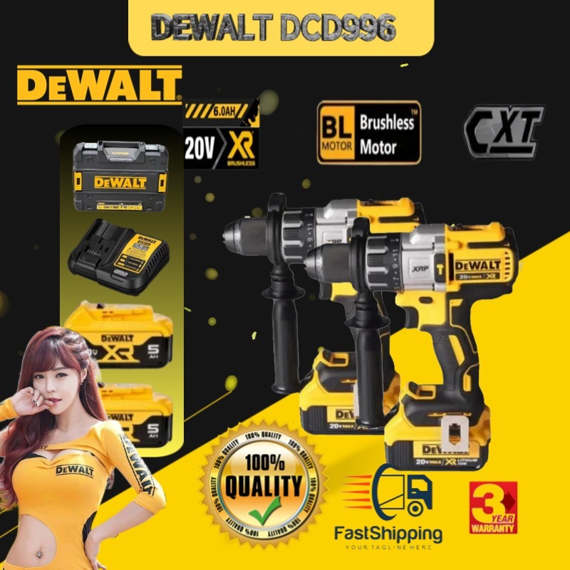 COD Dewalt DCD996 (1 Charger 2 Batteries) สว่านไขควงไร้สาย 20V สว่าน ...