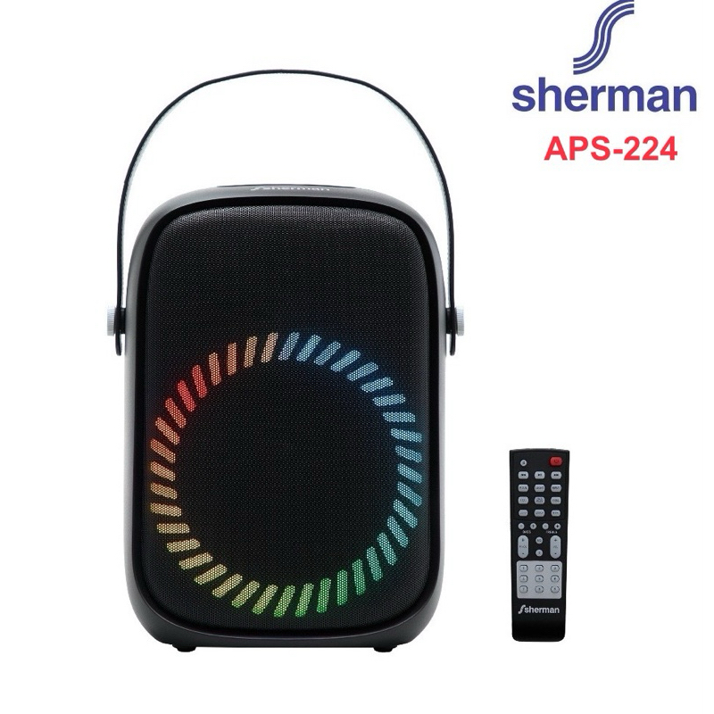 Sherman APS-224 ลำโพงบลูทูธพกพามีหูหิ้ว ดอกลำโพง 6.5 นิ้ว กำลังขับ 40W | Shopee Thailand