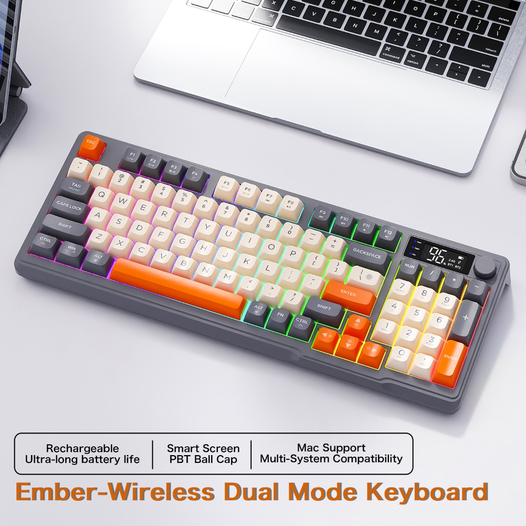 XUNFOX K82 Gaming Keyboard USB สาย 94 ปุ่มลูกบิดปุ่มกดเรนโบว์เรืองแสง ...