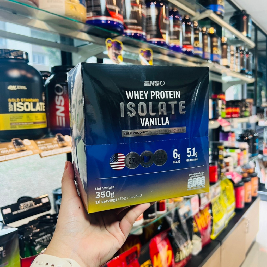 เวย์โปรตีนไอโซเลท บรรจุ 10 ซอง ซองละ 1 สกูป (35กรัม) ENSO Whey Protein Isolate 350g (10 servings ...