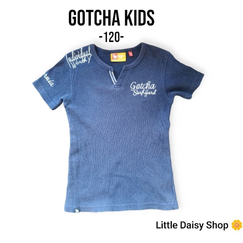 มือสองเสื้อยืดสีน้ำเงิน Gotcha Kids ไซส์ 120 (5-6 ขวบ) | Shopee Thailand