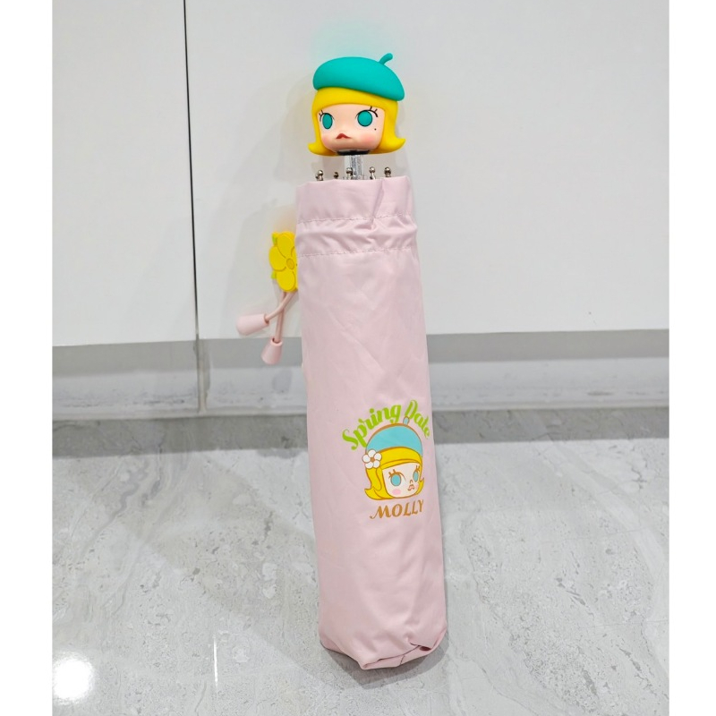 สินค้าพร้อมส่ง POPMART Molly ร่มพับ สีชมพูหวานๆน่ารัก ร่มกันฝน ร่มกัน ...