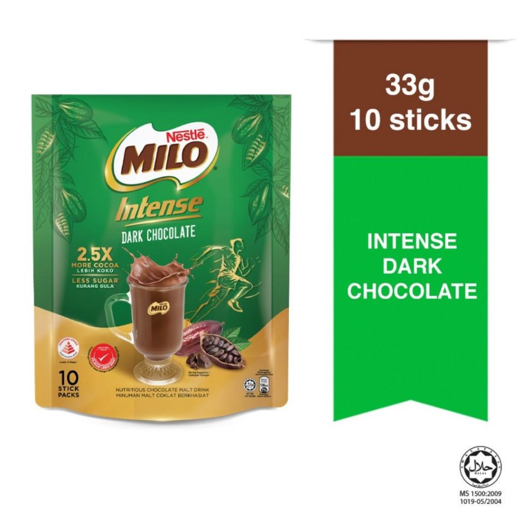 Nestle Milo Dark Chocolate Intense less sugar น้ำหนัก 330 กรัม มี 10 ...