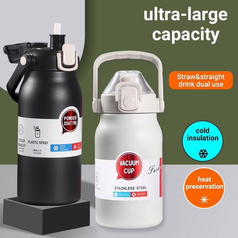 กระบอกน้ำเก็บอุณหภูมิ สเตนเลส316 ขนาด1L 1.5L 2L แก้วเก็บความเย็นและร้อน 18-24ชั่วโมง ขวดน้ำเก็บ ...