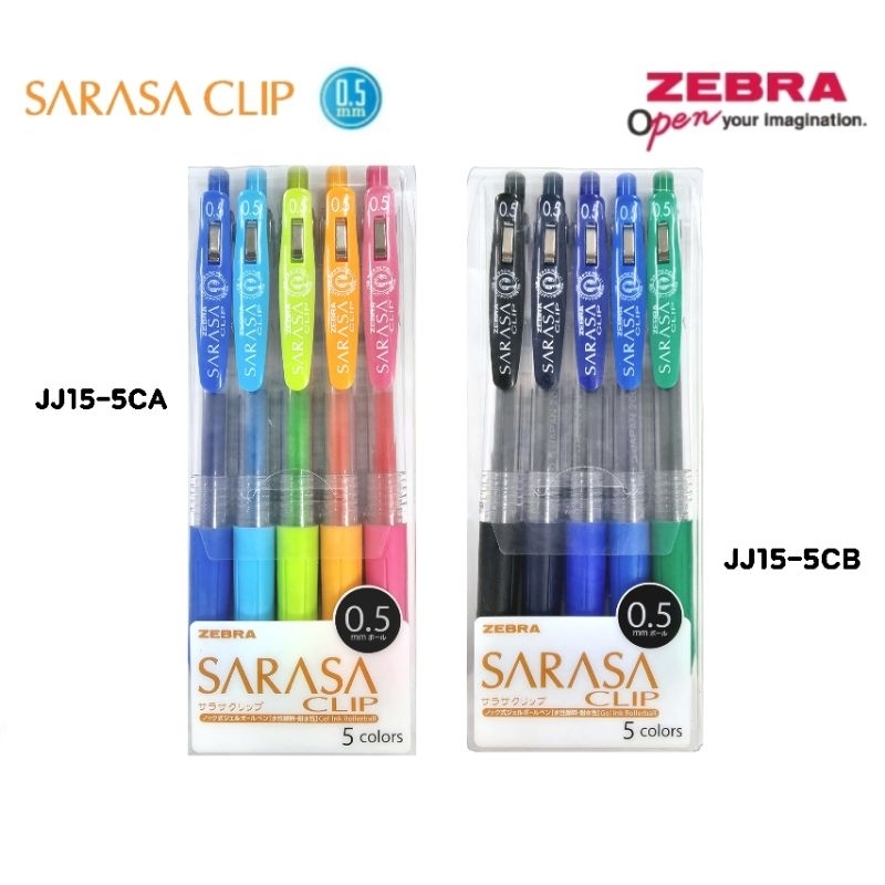 ZEBRA ชุดปากกาหมึกเจลสี Sarasa Clip 0.5 มม. JJ15-5CA , JJ15-5CB ชุด 5 ...