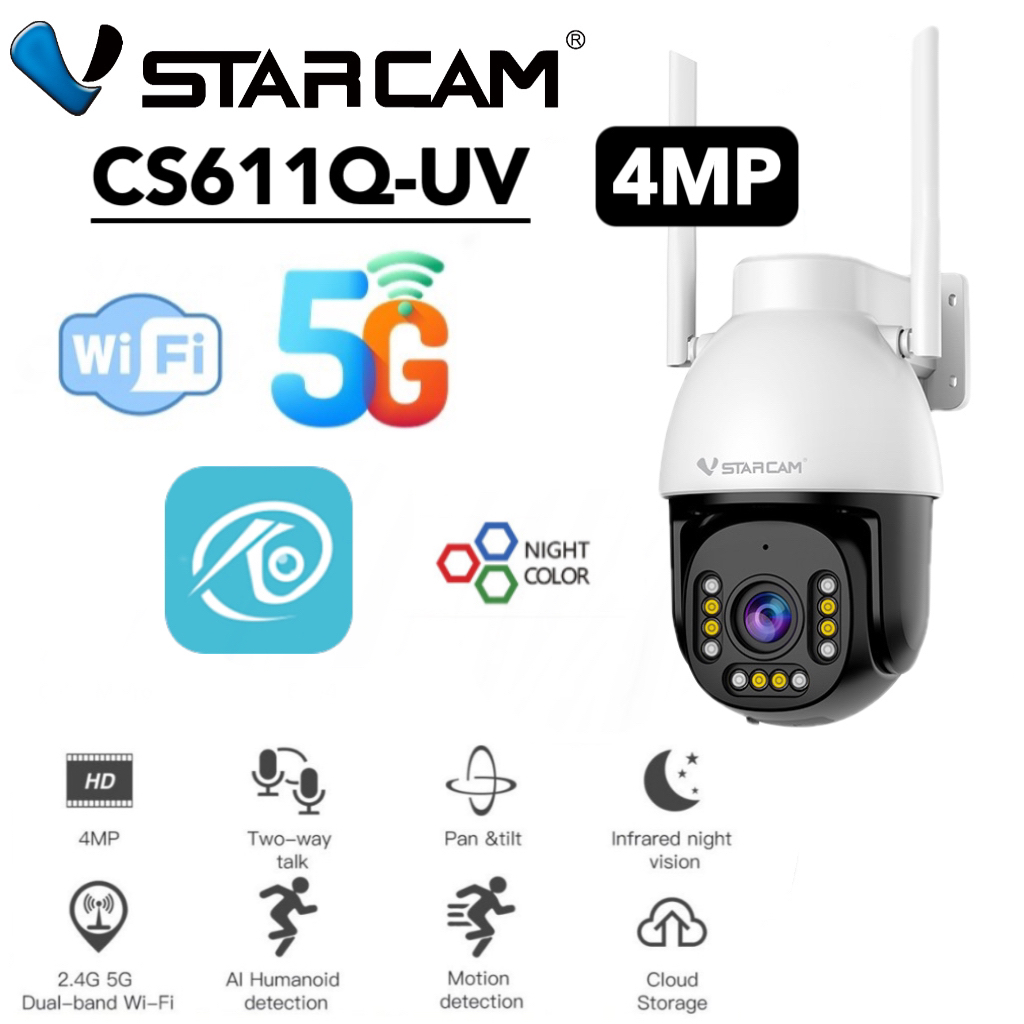 VSTARCAM CS611Q-uV 4MP Ultra HD Night Color 5GHz Dual-Band WiFi Camera กล้องวงจรปิดไร้สาย ของแท้ ...