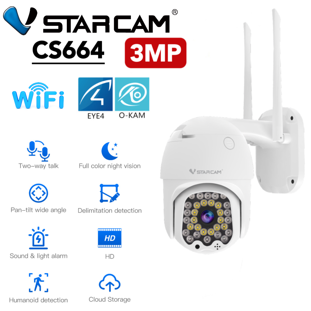 Vstarcam CS664 ใหม่2023 กล้องวงจรปิดไร้สาย Outdoor ความละเอียด 3MP(1296P) ภาพสี มีAI+ คนตรวจจับ ...