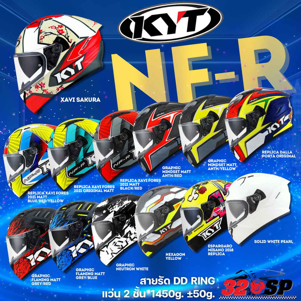 ลด 100 บาท อัตโนมัติ !!! หมวกกันน็อค KYT NF-R ลายใหม่ล่าสุด ส่งไว ...