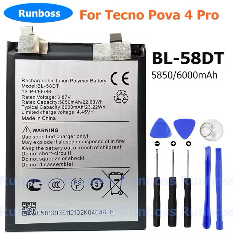 แบตเตอรี่ BL-58DT 5850/6000mAh ของแท้สำหรับ tecno pova 4 Pro | Shopee ...