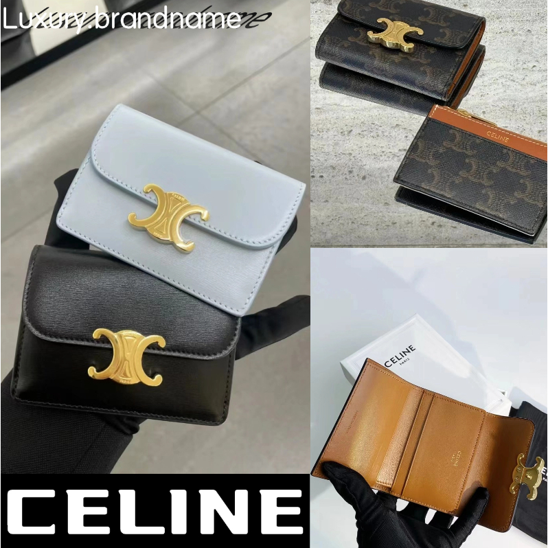 CELINE COMPACT WALLET WITH COIN TRIOMPHE IN TRIOMPHE CANVAS11 | Shopee ...