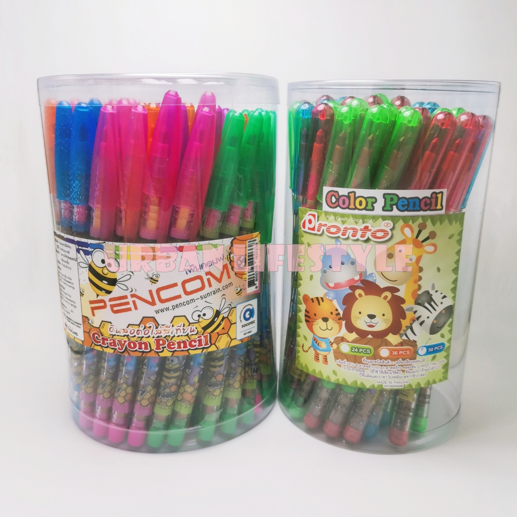 Pronto / Pencom พรอนโต้ / เพนคอม สีเทียนต่อไส้ สีเทียนเปลี่ยนไส้ ดินสอ ...