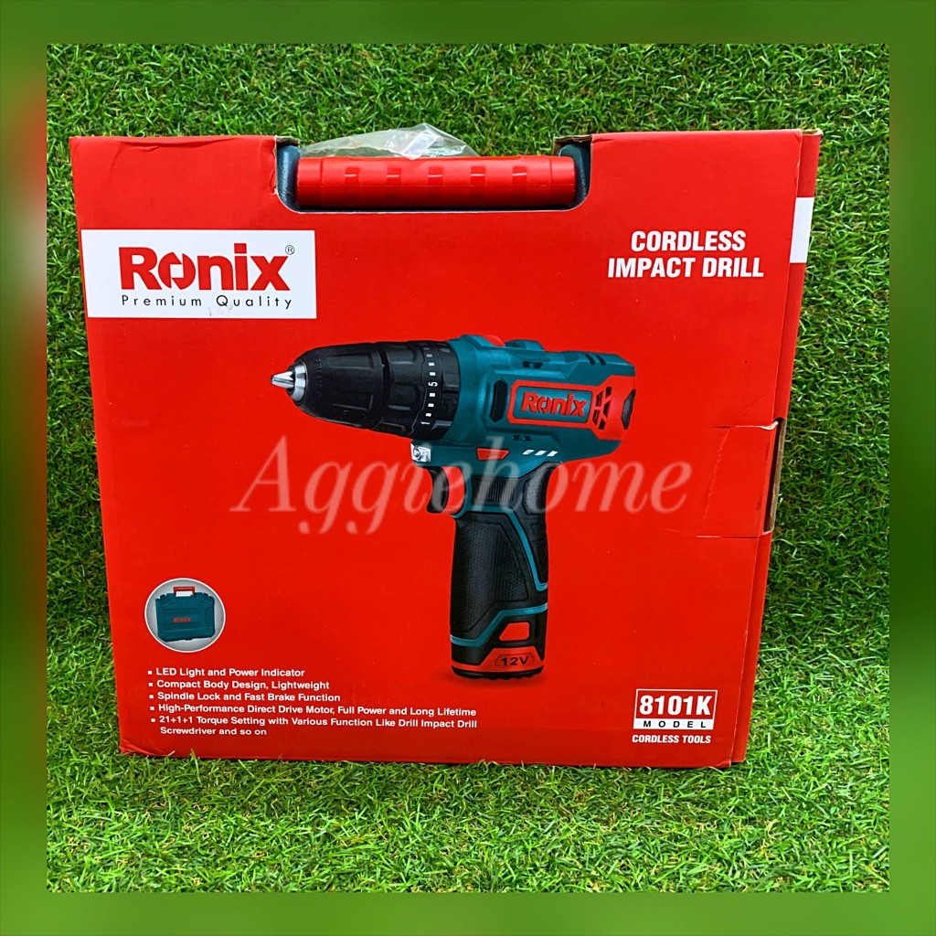 RONIX สว่านกระแทก ไร้สาย 12V. รุ่น 8101K (แบตเตอรี่ 2ก้อน+แท่นชาร์จ ...