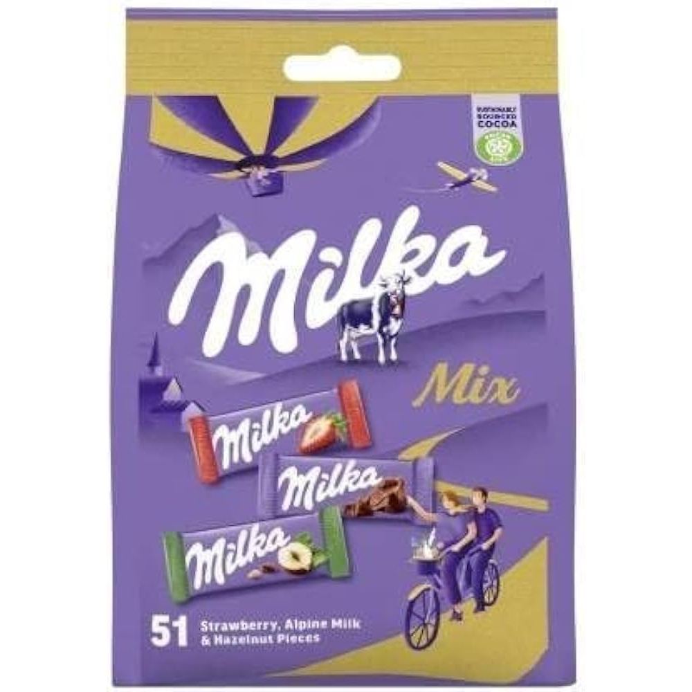 Milka Mix Mini Chocolate น้ำหนัก 250 กรัม 1 ถุง มี 51 ชิ้น 3 รส รวมกัน ...