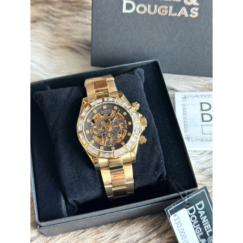 ⌚️Daniel & Douglas Automatic Black Dial Skeleton Diamond Men Watch ...