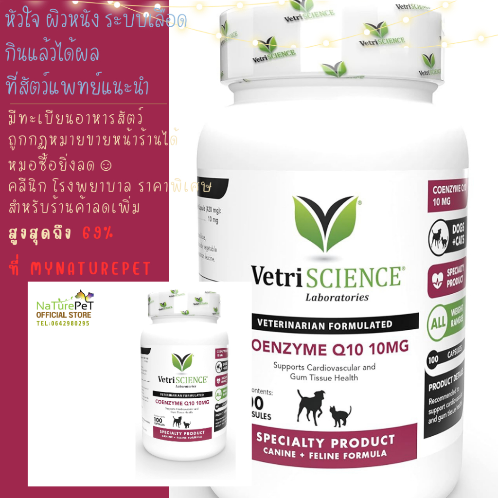 Coenzyme Q10 exp 10/26 Antioxidant Supplement for Dogs & Cats 100 ...