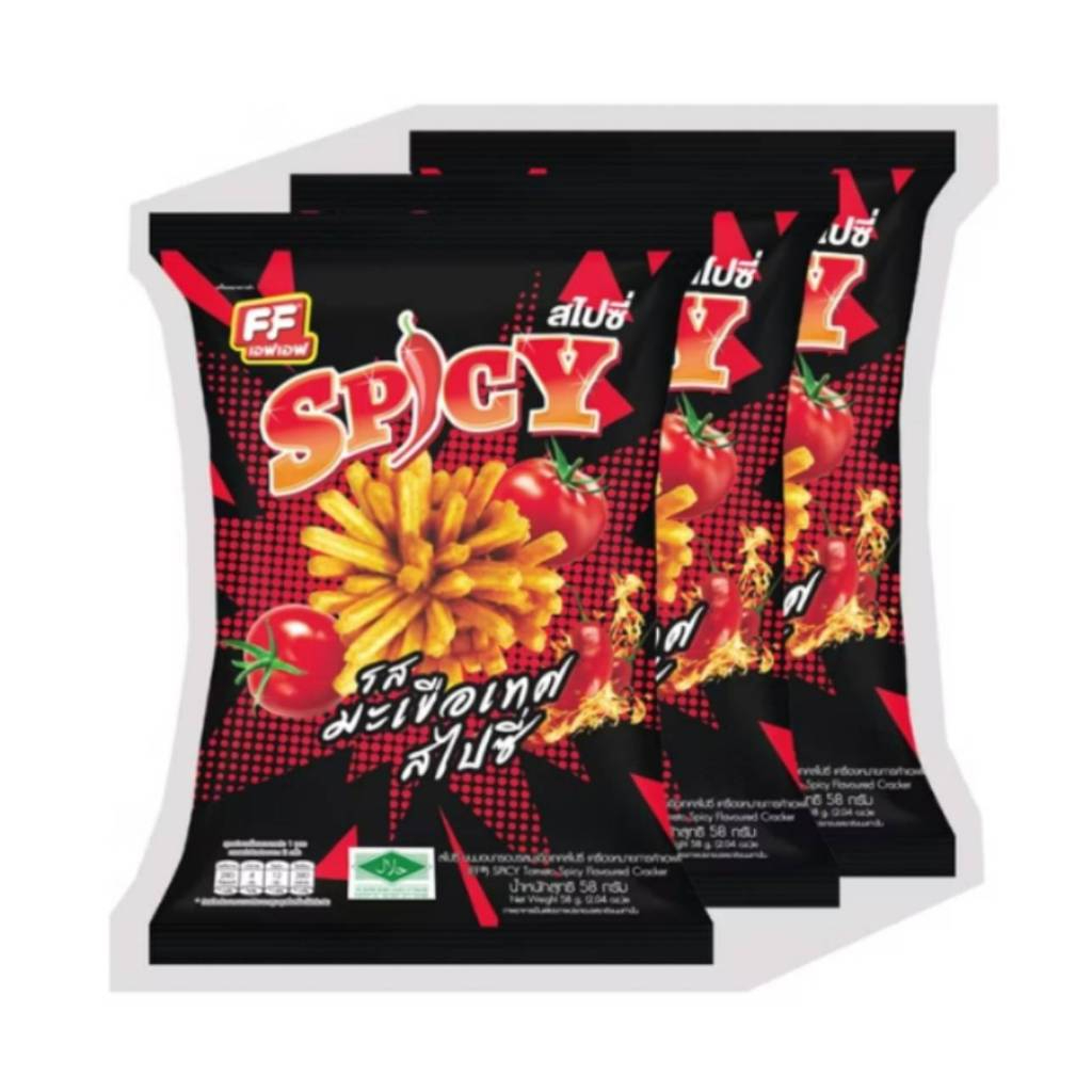 [1 แพ็ค 3 ซอง]FF SPICY Tomato Spicy Flavoured Cracker ใหม่!! ขนมอบกรอบ ...