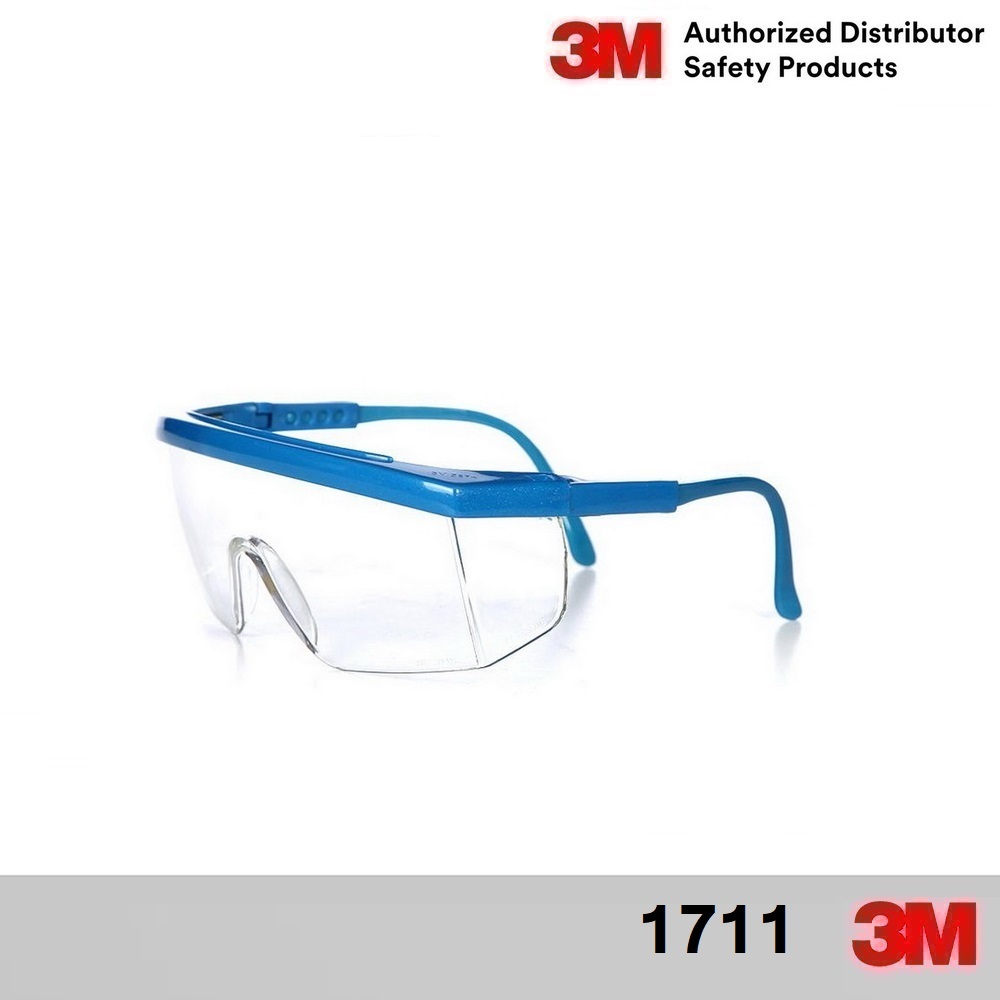 3M 1711 แว่นนิรภัย (แว่นเซฟตี้) STRING-RAYS กรอบฟ้า เลนส์ใส Safety ...