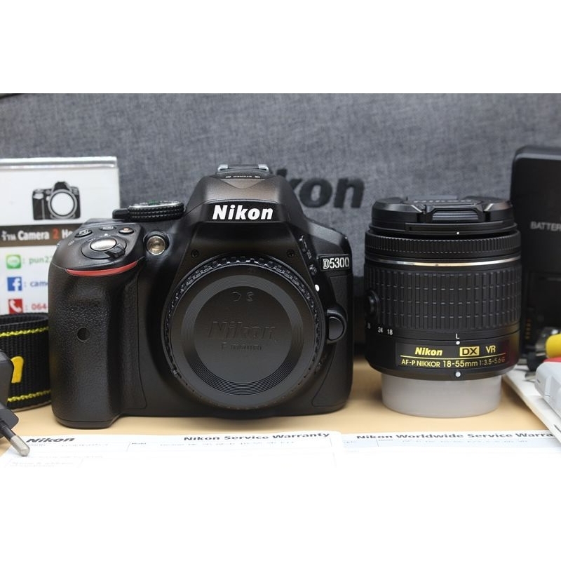 Nikon D5300 + lens 18-55mm VR สภาพสวย ชัตเตอร์ 5xx เมนูไทย อดีตศูนย์ ขอบจอดำ อุปกรณ์พร้อม ...