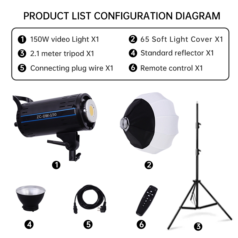 Zczk อุปกรณ์ไฟไลฟ์สด COB Video Light Full set แสงต่อเนื่องอินฟราเรด ...