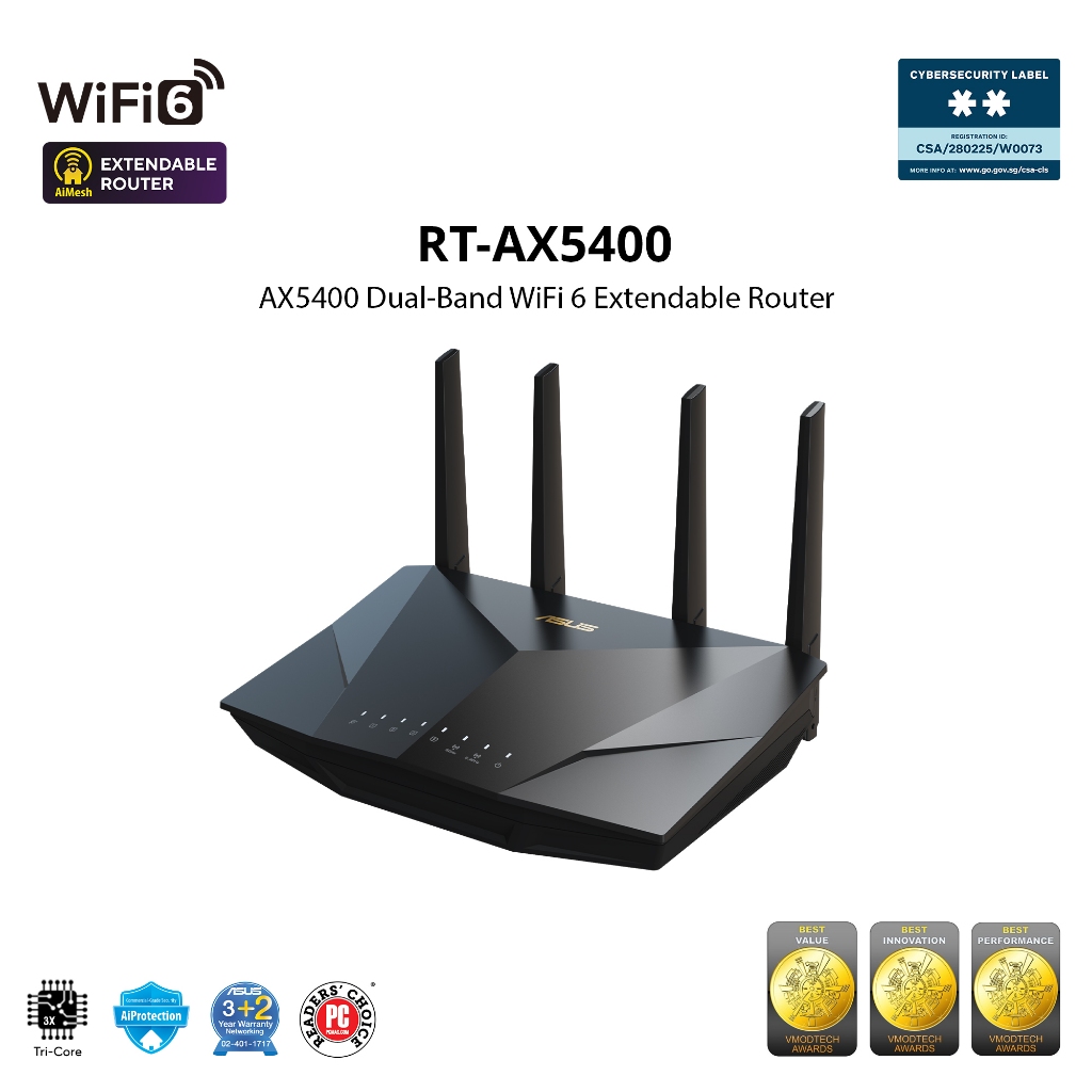ASUS RT-AX5400 Dual Band WiFi6 AiMesh Extendable Router | Shopee Thailand