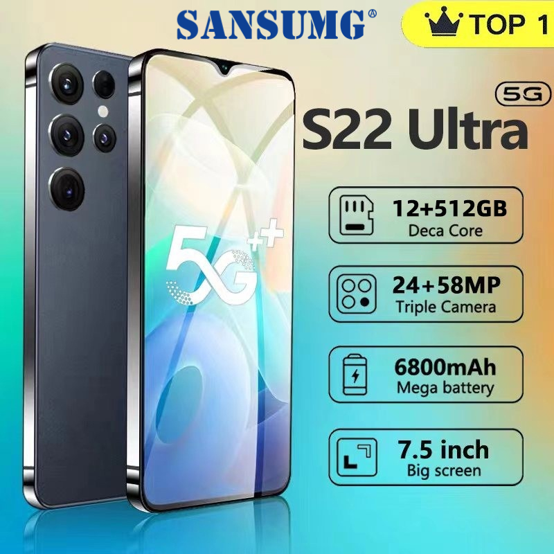 [พร้อมส่ง] โทรศัพท์มือถือ S22 RAM 12GB ROM 512GB หน้าจอ 7.5 นิ้ว เเถม ...