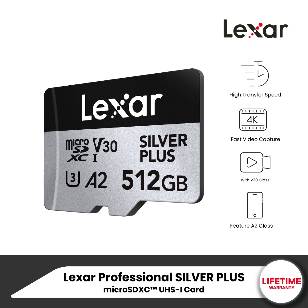 Lexar Professional Silver Plus microSDXC 512GB (ไมโครเอสดีการ์ด) Read ...
