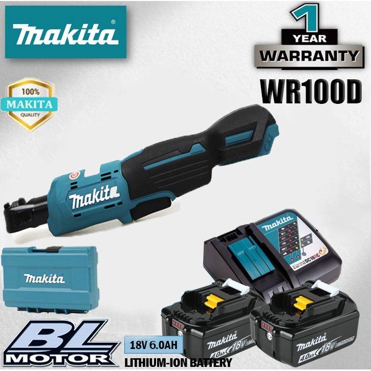 (ของแท้ 100%)Makita WR100D ประแจวงล้อไฟฟ้า 18V แบตเตอรี่ลิเธียมแบบชาร์จ ...