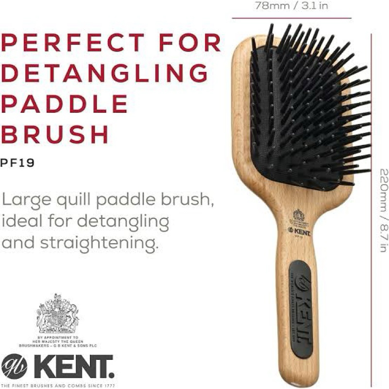หวีแปรง KENT PF19 Perfect For Detangling Large Quill Paddle Brush ...
