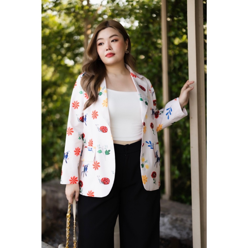 BZ87 เบลเซอร์ดอกนก เสื้อผ้าพลัสไซส์ Plussize Fashion ชุดคนอ้วน แฟชั่นสาวอวบ | Shopee Thailand