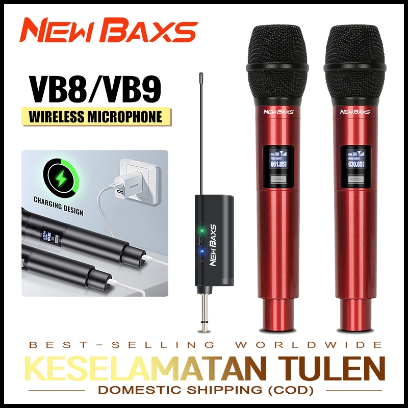NEW BAXS ไมโครโฟนไร้สายมืออาชีพ VB8 / VB9 ไมโครโฟนไร้สายแบบดั้งเดิม 50 ม. ระยะยาวรับระยะยาว UHF ...