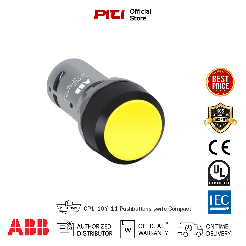 ABB CP1-10Y-11 1NO+1NC Pushbuttons Switch สวิตซ์ปุ่มกดหัวเรียบ กดแล้วเด้งกลับ Compact Pilot ...