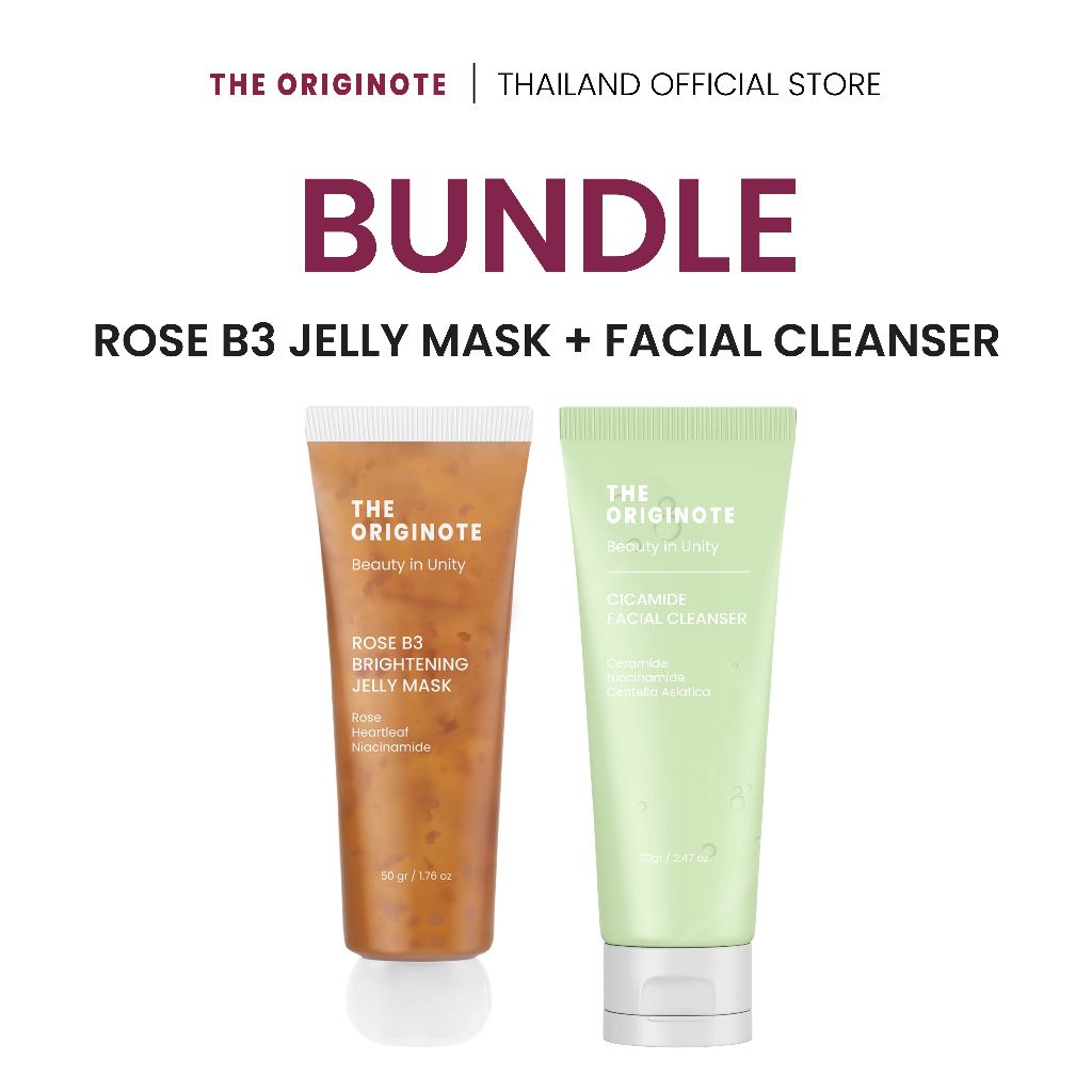 The Originote Rose B3 Brightening Jelly Mask + Cicamide Facial Cleanser ...