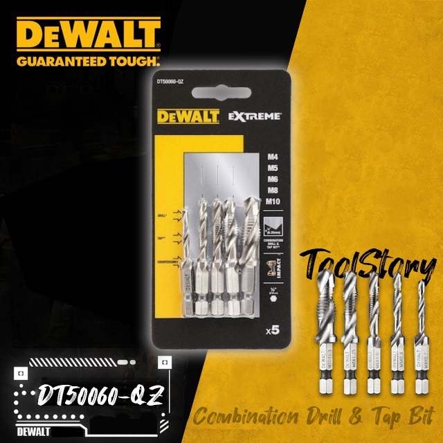 DEWALT ดอกต๊าปสว่านกระแทก รุ่น. DT50060-QZ Size 1/4" (5 ชิ้น) | Shopee ...